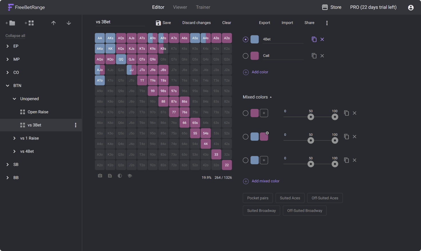 FreeBetRange: Build, Train and Apply your Preflop Strategy