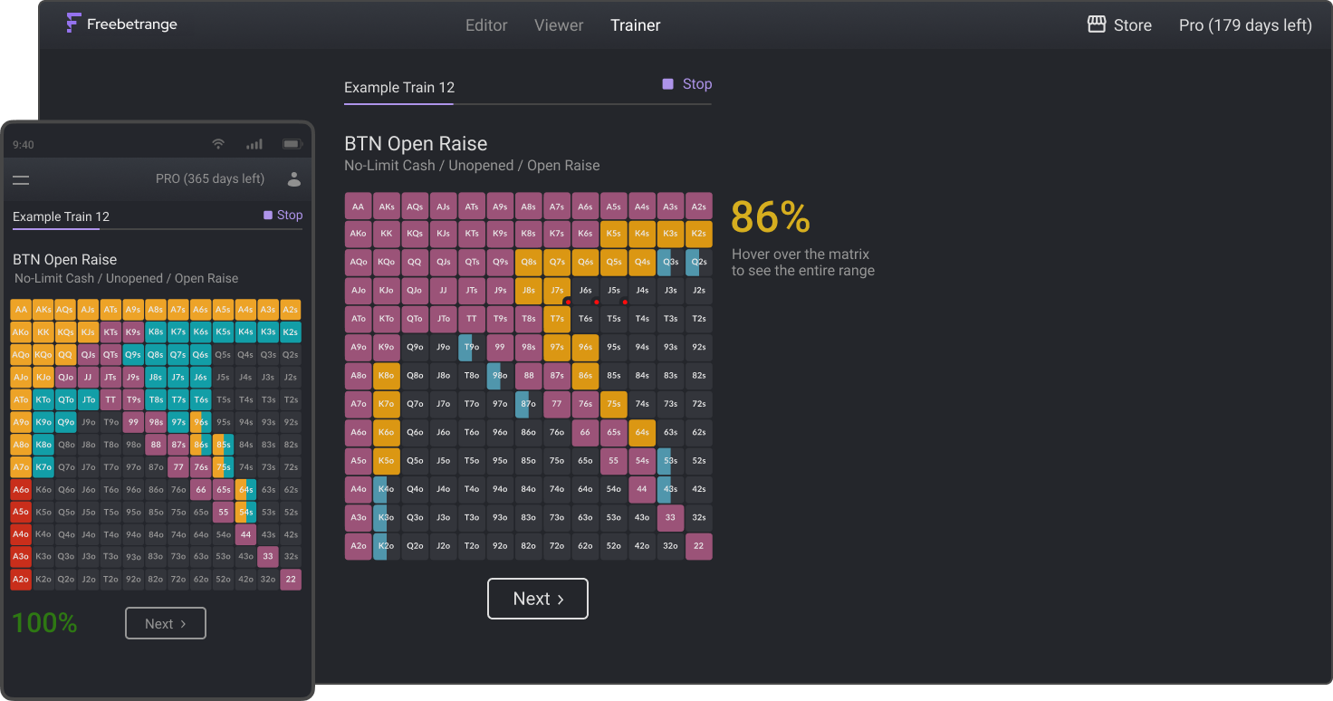 FreeBetRange: Build, Train and Apply your Preflop Strategy